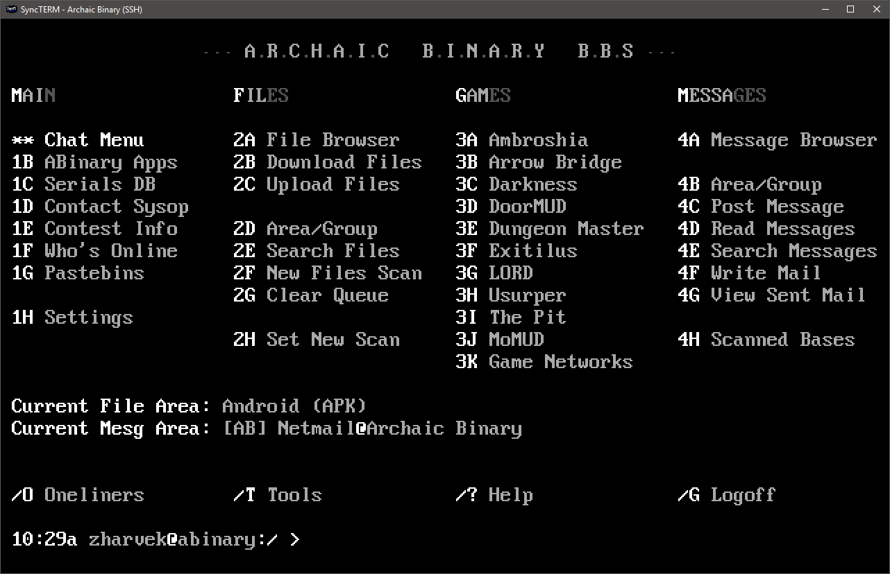 Archaic Binary – Telnet BBS Guide